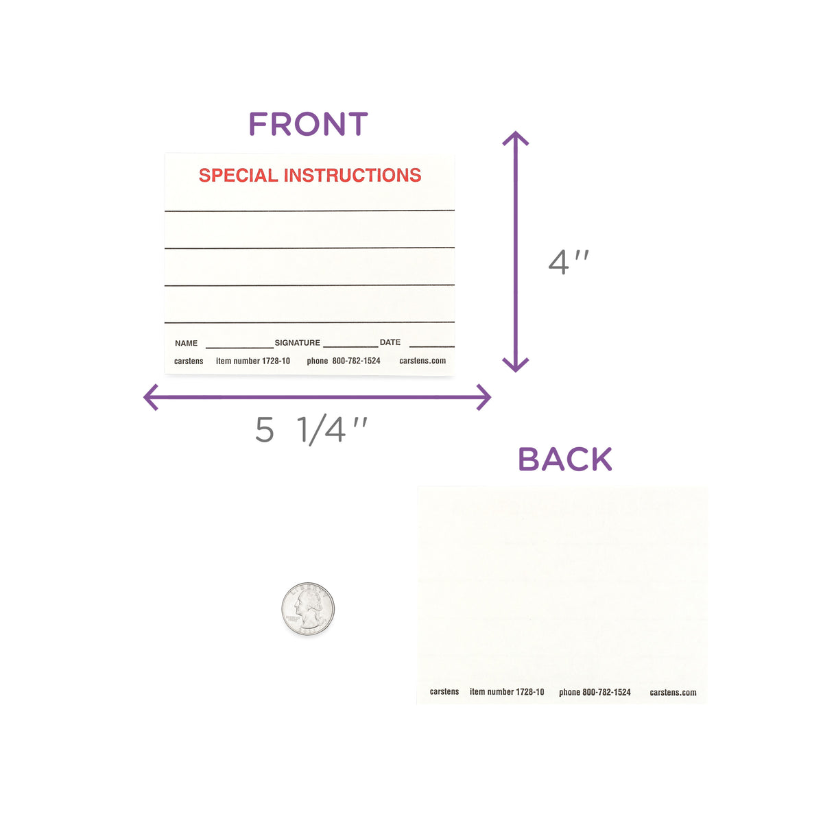 Special Instructions Card for Patient Charts | Carstens