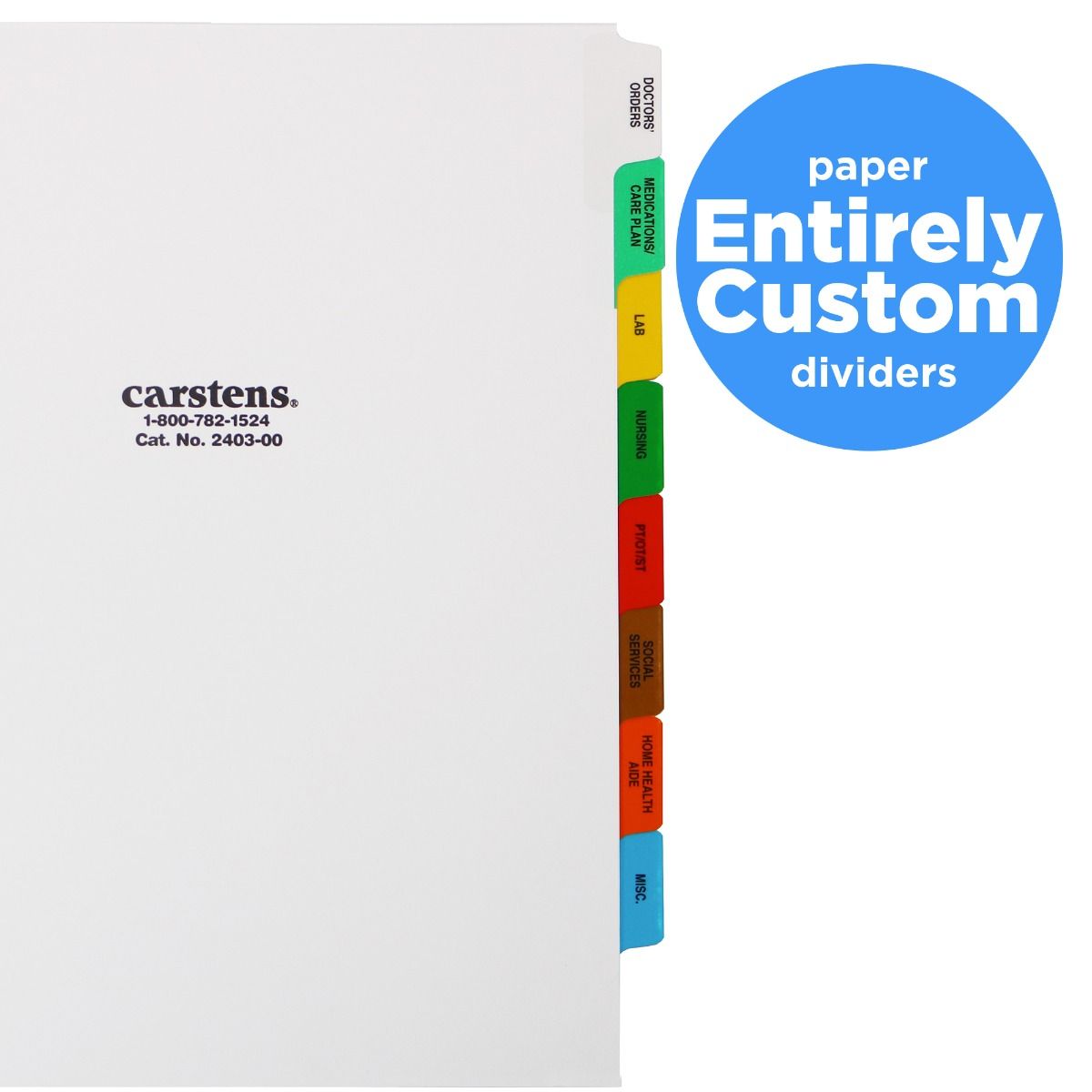Entirely Custom Paper Divider Sets for Ring Binders | Carstens